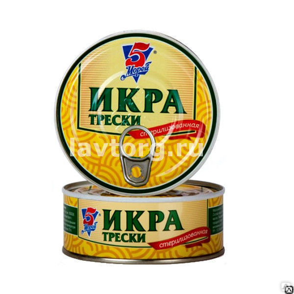 Икра Трески "5 МОРЕЙ".ж,б 240г купить оптом за 96.60 руб./шт. в Москве ...